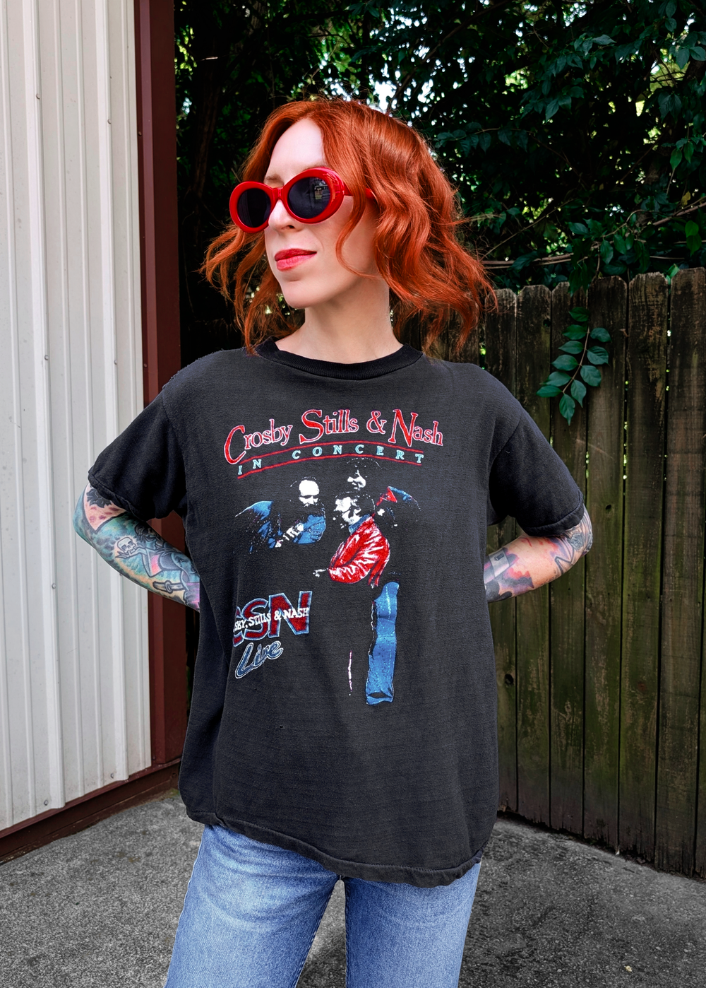 Vintage 1984 Crosby Stills & Nash / The Band Tour Tee authentic vi ...