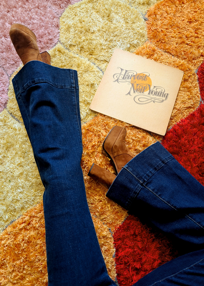 '70s Inspired Classic Dark Blue Denim Eastcoast Flares By Rolla's ...