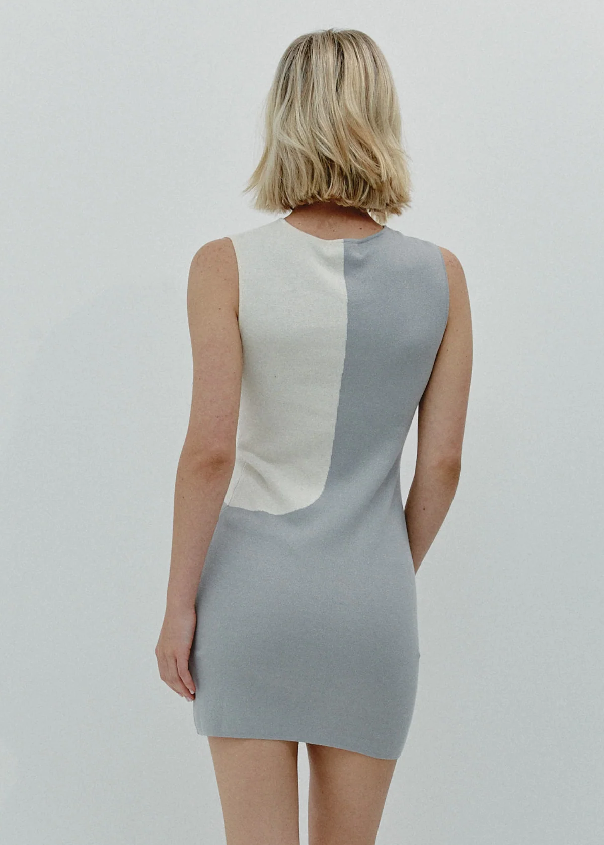 Handsy Grey and Cream Organic Cotton Knit Sleeveless Mini Handsy Grey and Cream Organic Cotton Knit Sleeveless Mini