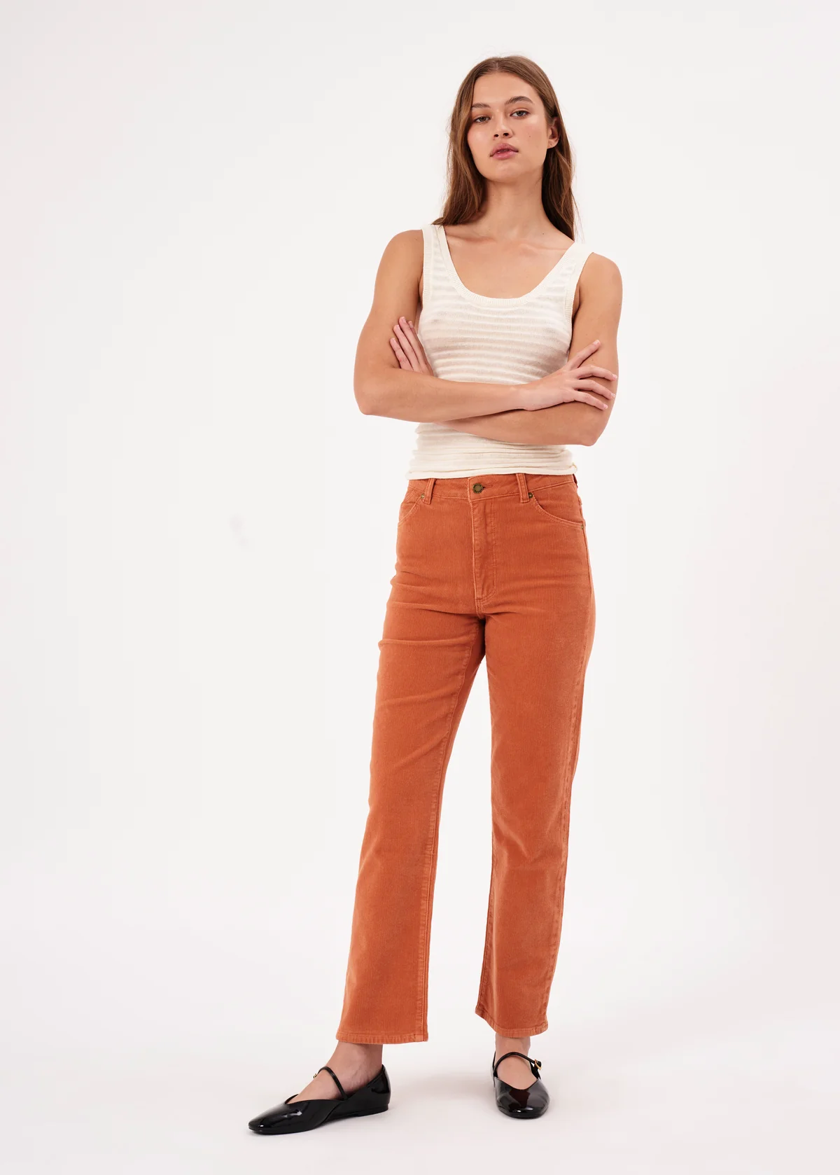 Rust Pumpkin Orange Corduroy Original Straight Leg Pants By Rolla's ...