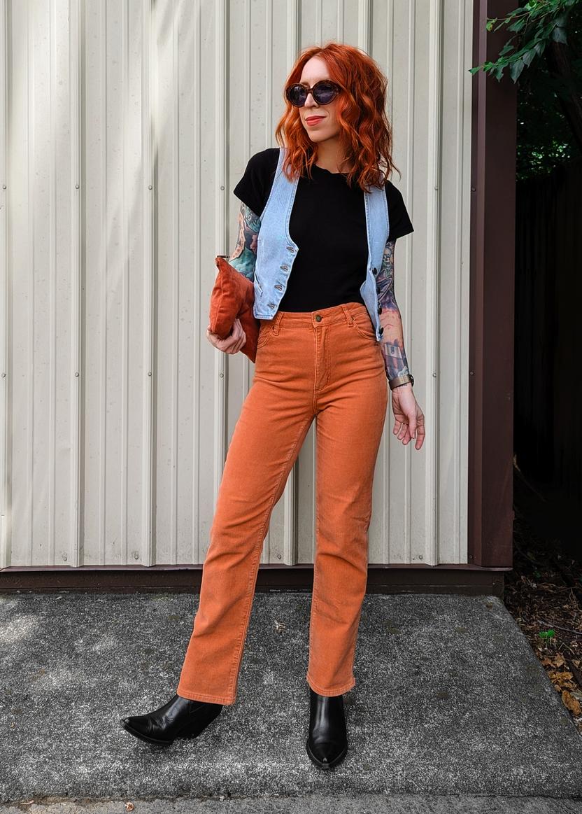 Rust Pumpkin Orange Corduroy Original Straight Leg Pants By Rolla's ...
