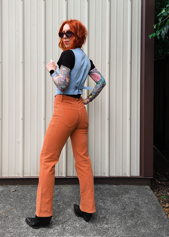 Rust Pumpkin Orange Corduroy Original Straight Leg Pants By Rolla's ...