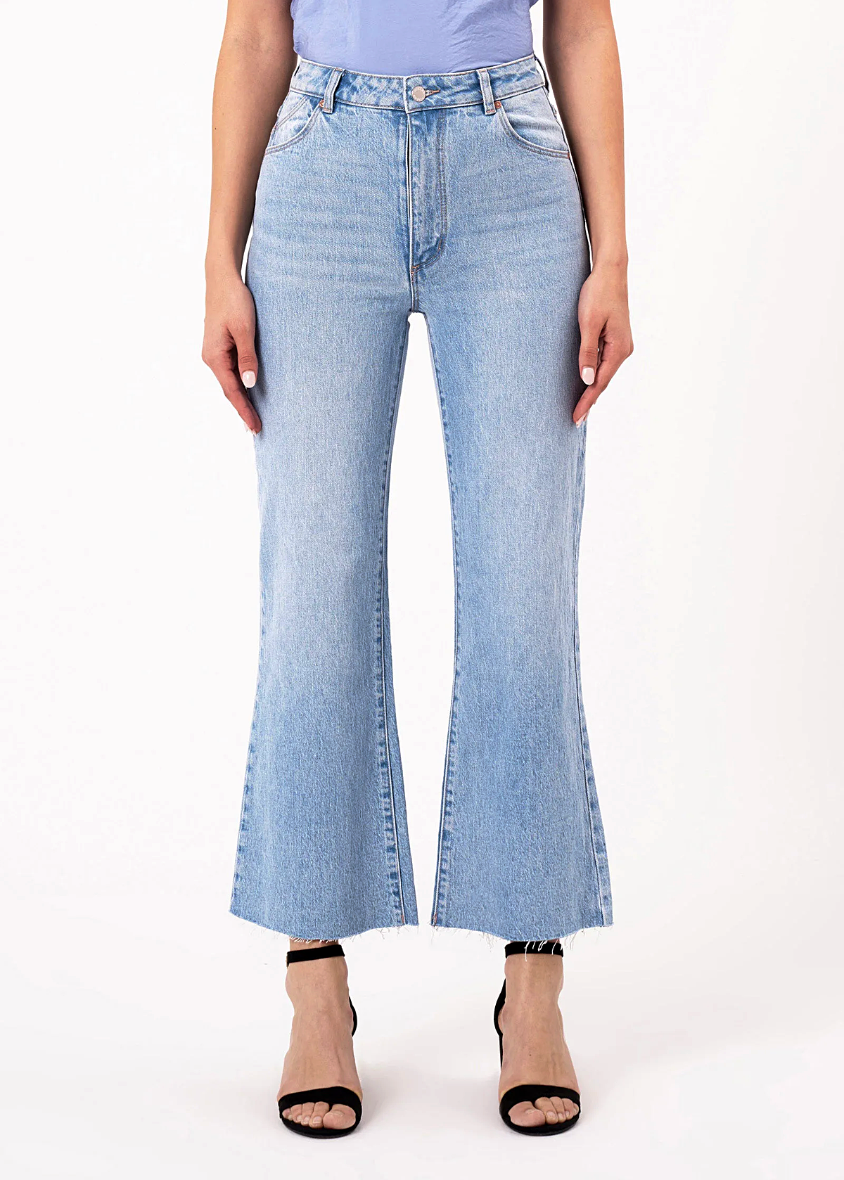 Sunshine Blue Denim Crop Ankle Eastcoast Flares By Rolla's – Black Salt
