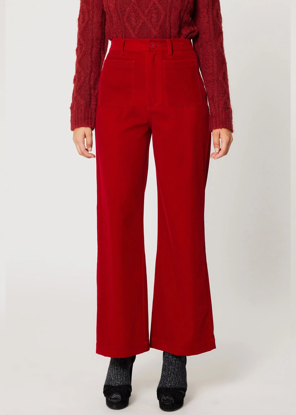 Ruby Red Velvet Holiday Wide Leg Ankle Length Sailor Pants by Rolla's ...